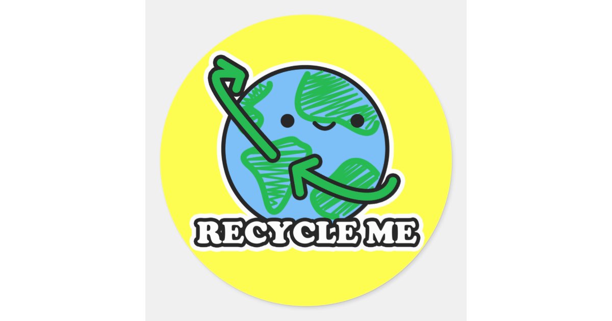 "Recycle Me" Earth Stickers (Yellow) | Zazzle