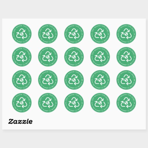 Recycle Me Reused Packaging Save the Planet Green Classic Round Sticker ...