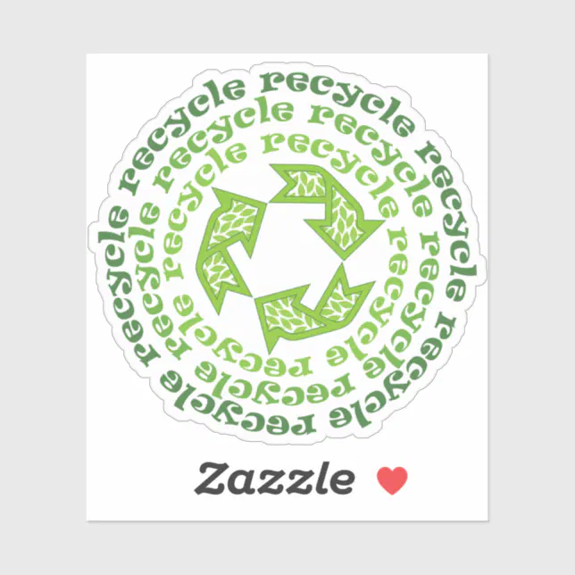 Recycle, Reuse, Reduce quote with green arrows Sticker | Zazzle