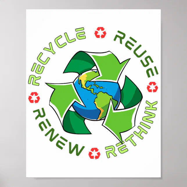 Recycle, Reuse, Renew, Rethink. Save Planet Earth. Poster | Zazzle