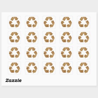 Recycle Sign Grunge Brown Recycling Symbol Square Sticker | Zazzle