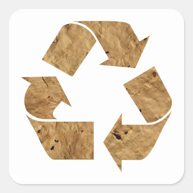 Recycle Sign Grunge Brown Recycling Symbol Square Sticker | Zazzle