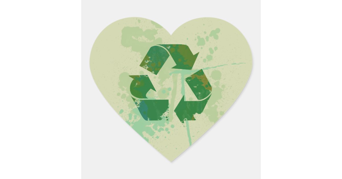 Recycle Symbol Heart Sticker | Zazzle