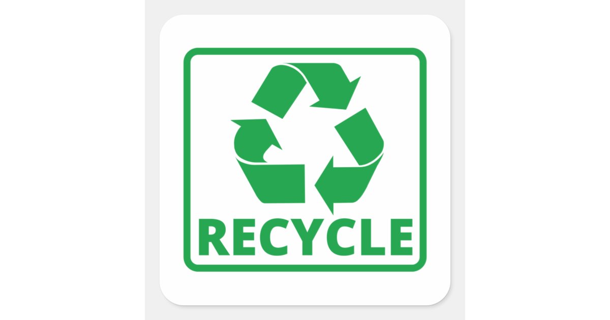 recycle symbol square sticker | Zazzle