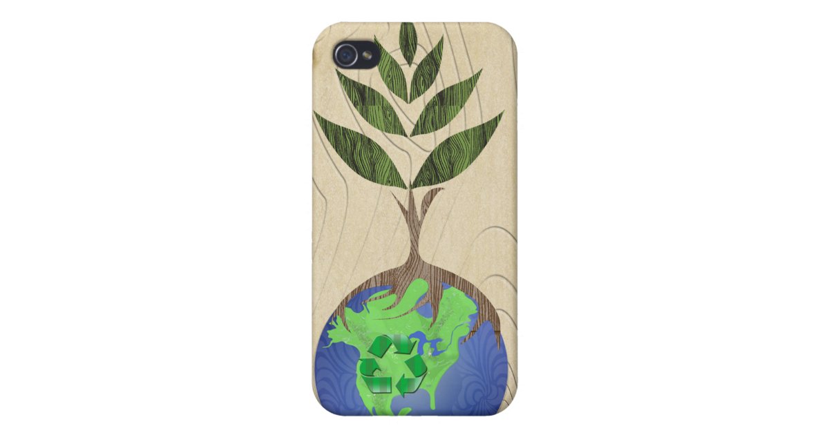 Recycle Tree Earth Globe Wood Grain iPhone Case | Zazzle