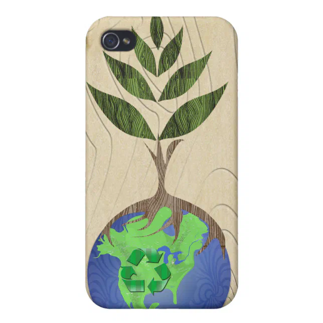 Recycle Tree Earth Globe Wood Grain iPhone Case | Zazzle
