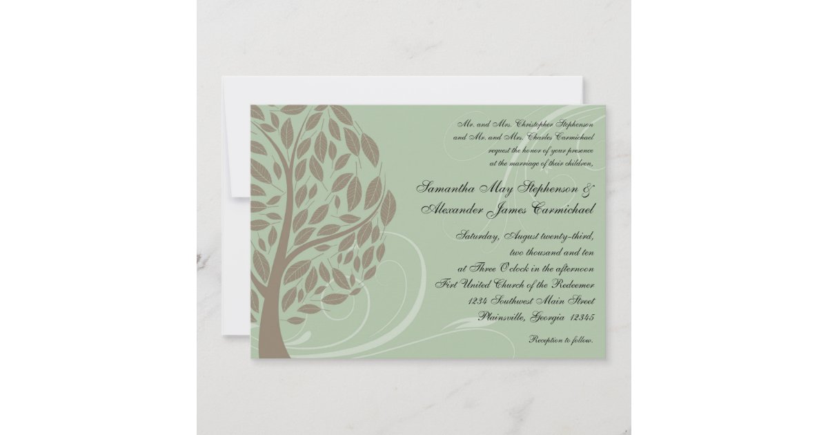Recycled Paper Green Eco Tree Wedding Invitations | Zazzle