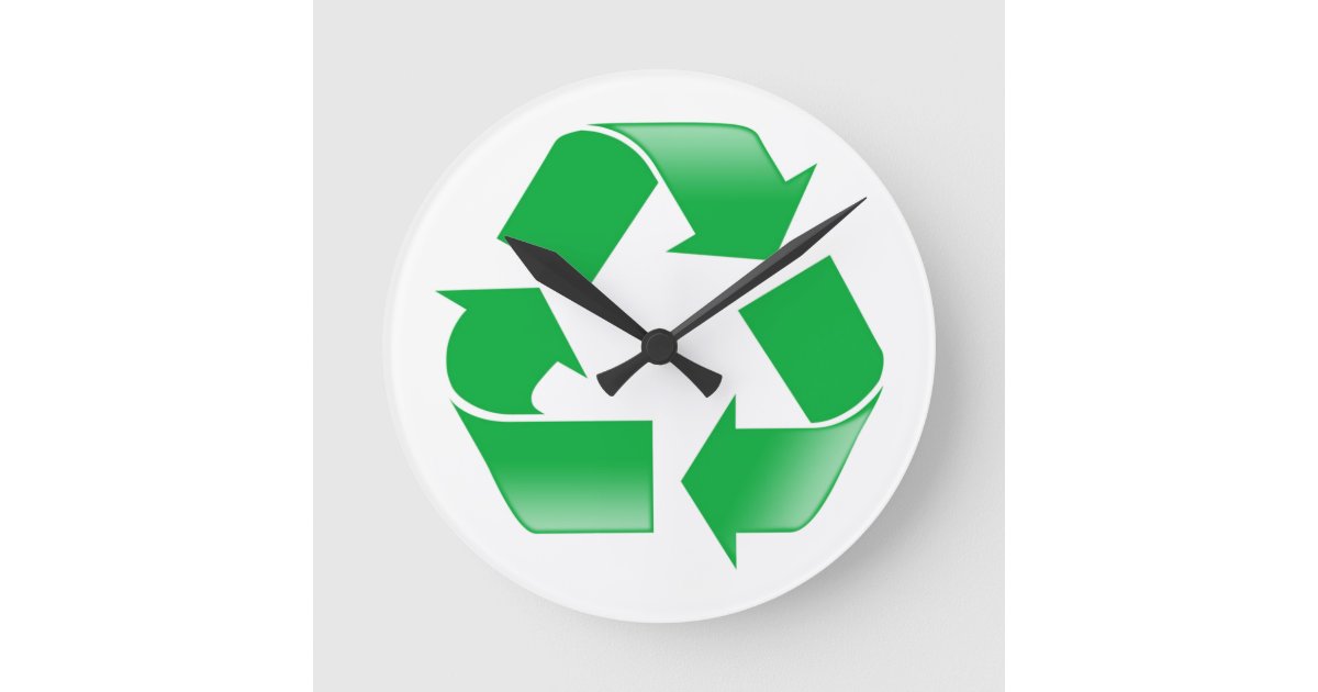 Recycling CLASSIC RECYCLE SYMBOL Round Clock | Zazzle