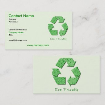 Recycling Eco Friendly Business Card | Zazzle