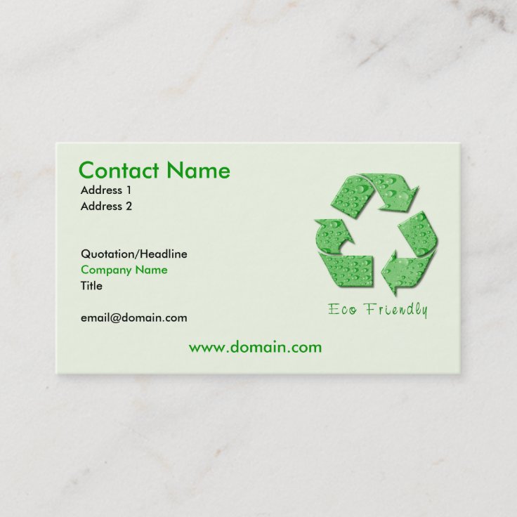 Recycling Eco Friendly Business Card | Zazzle