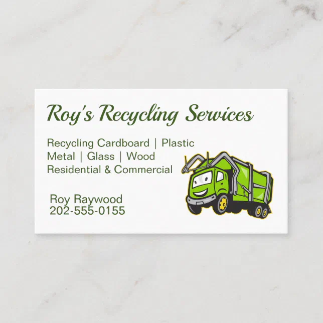 Recycling Garbage Truck Business Card | Zazzle