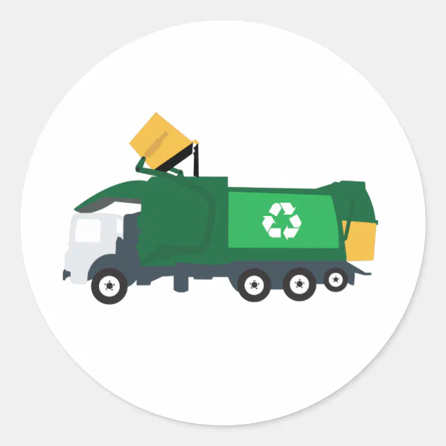 Recycling Garbage Truck Classic Round Sticker | Zazzle