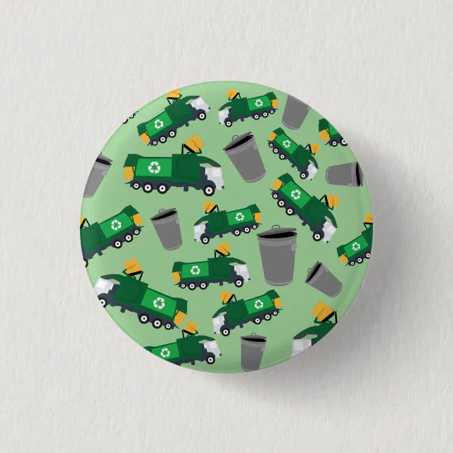 Recycling Garbage Truck Pattern Button | Zazzle