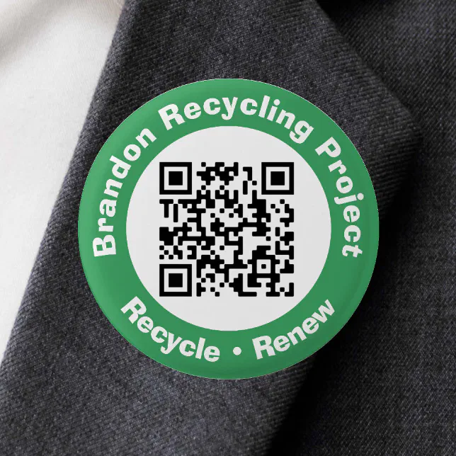 Recycling Project QR Code Recycle & Renew. Button | Zazzle