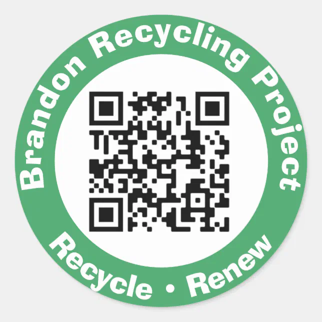 Recycling Project QR Code Recycle & Renew. Classic Round Sticker | Zazzle