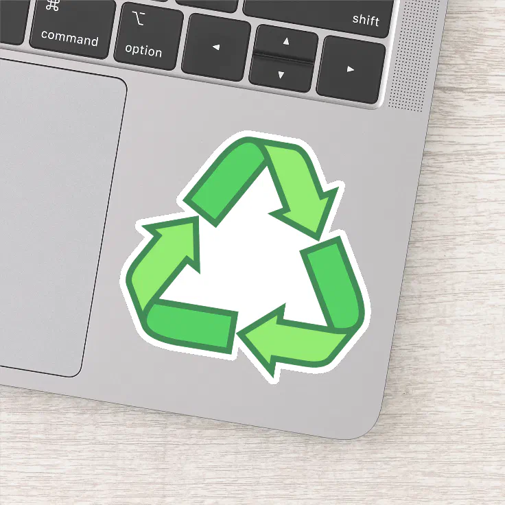 Recycling recycle symbol green sticker | Zazzle