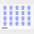 Recycling sign blue cans square sticker | Zazzle