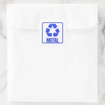 Recycling sign blue metal square sticker | Zazzle