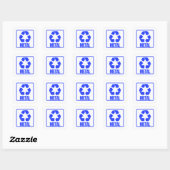 Recycling sign blue metal square sticker | Zazzle
