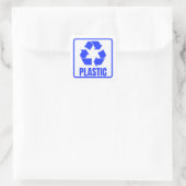 Recycling sign blue plastic square sticker | Zazzle