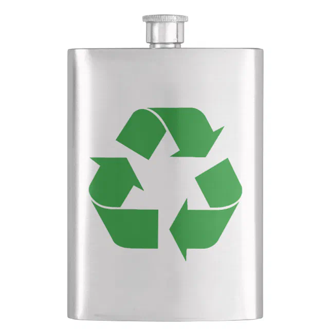 Recycling Symbol - Green Hip Flask | Zazzle