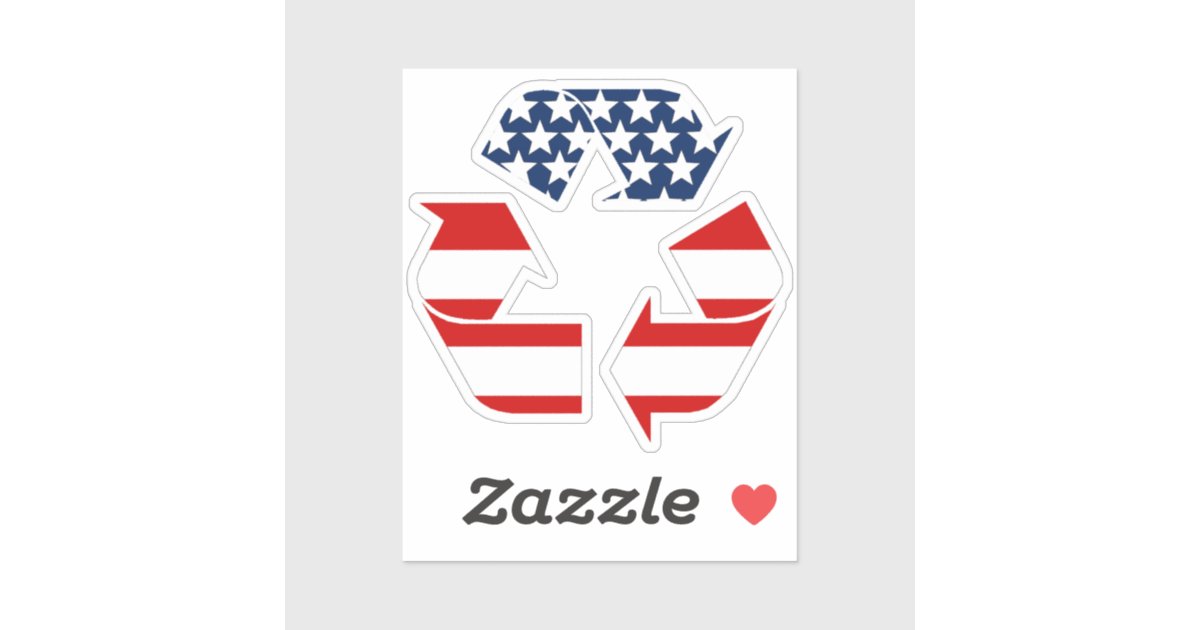Recycling Symbol - Red White & Blue Sticker | Zazzle
