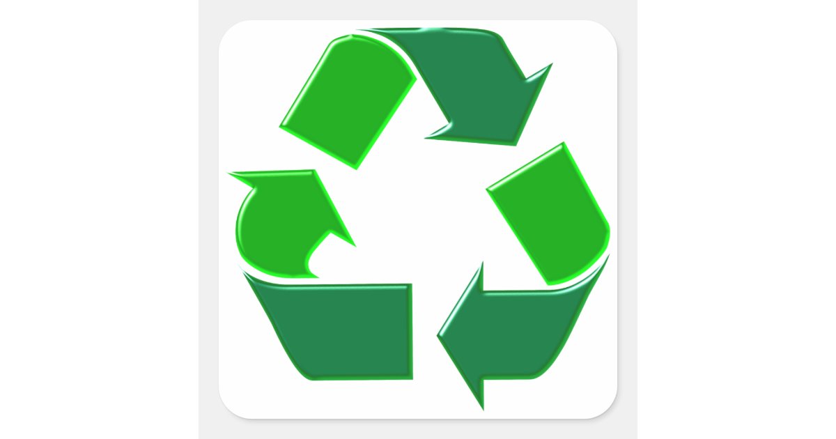 recycling symbol square sticker | Zazzle