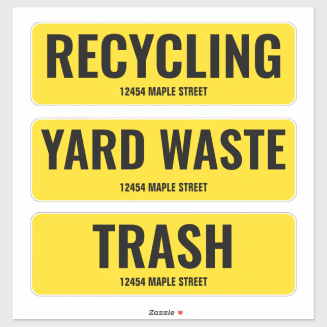 Recycling Trash Yard Waste can with address Sticker | Zazzle
