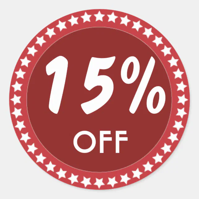 Red 15% OFF Sales Discount Sticker | Zazzle
