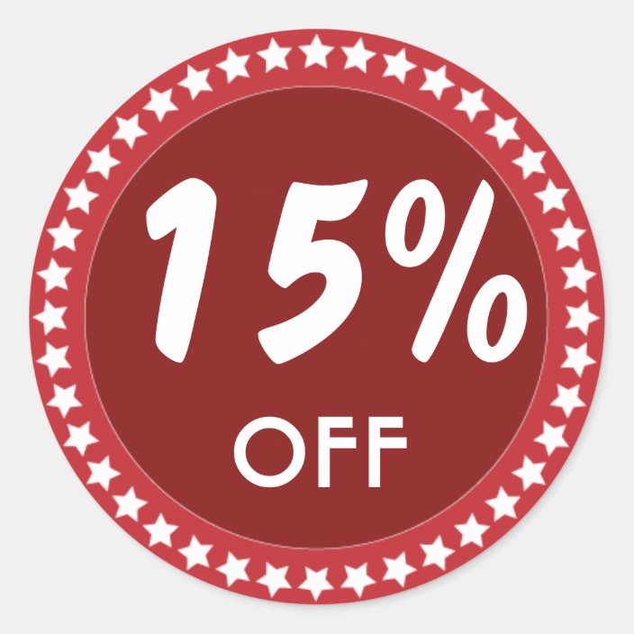 Red 15% OFF Sales Discount Sticker | Zazzle