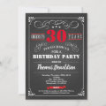 Red 30th birthday party chalkboard retro invitation | Zazzle