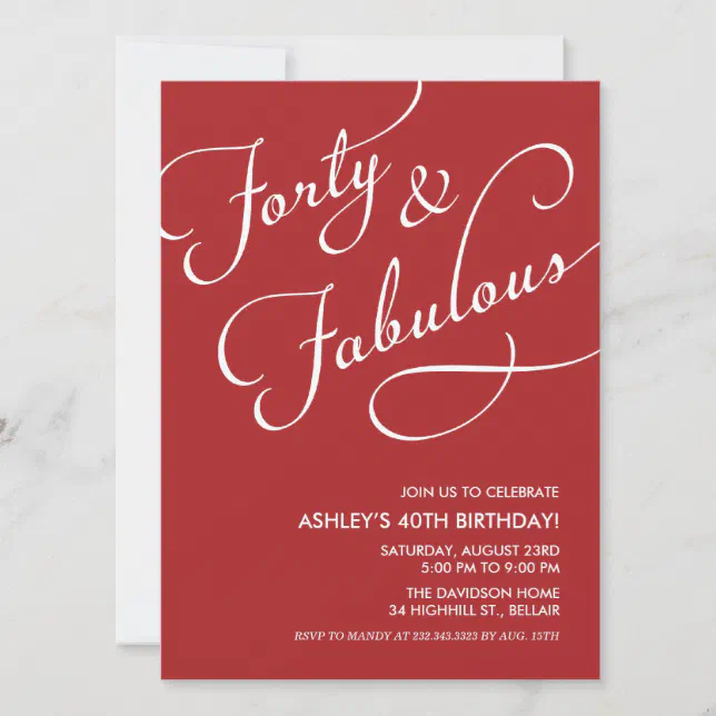Red 40 and Fabulous Invitations | Zazzle