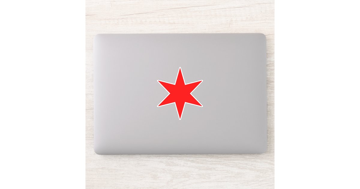 Red 6-pointed Chicago Flag Star Vinyl Sticker | Zazzle