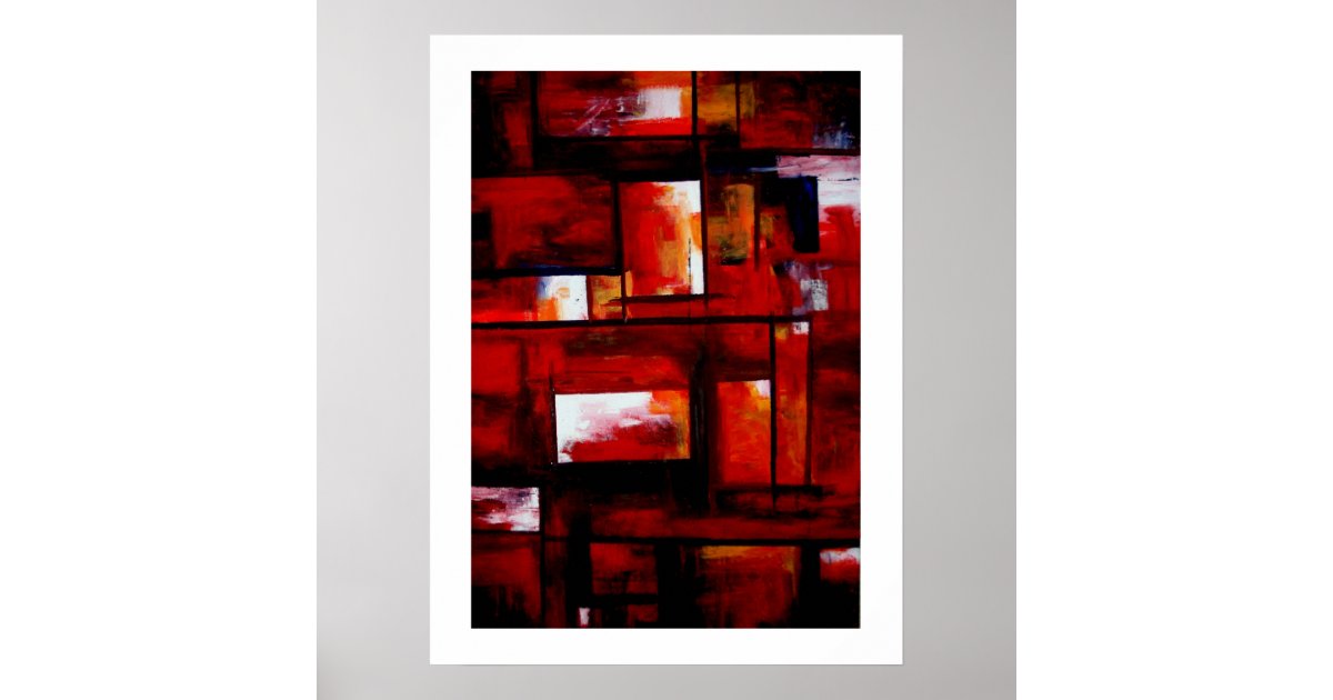 Red Abstract Artwork Print Poster | Zazzle