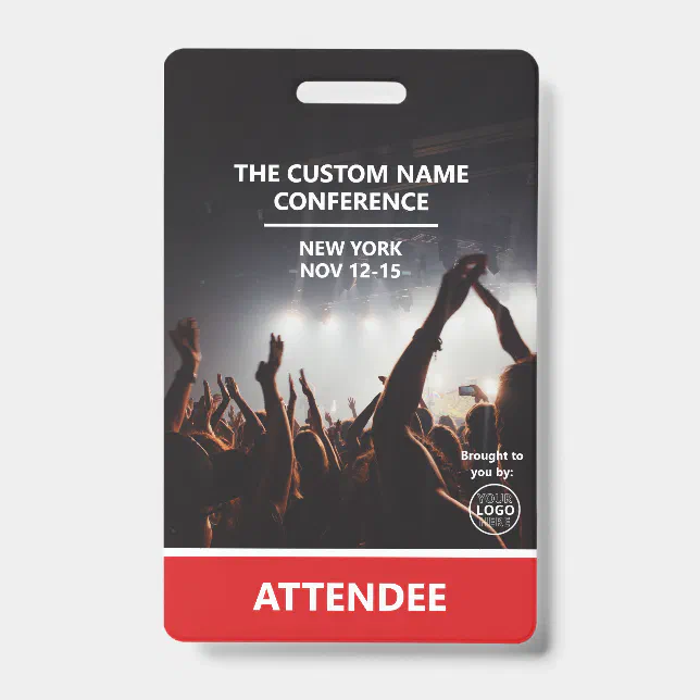 Red Access Pass Logo QR Code Attendee Conference Badge | Zazzle