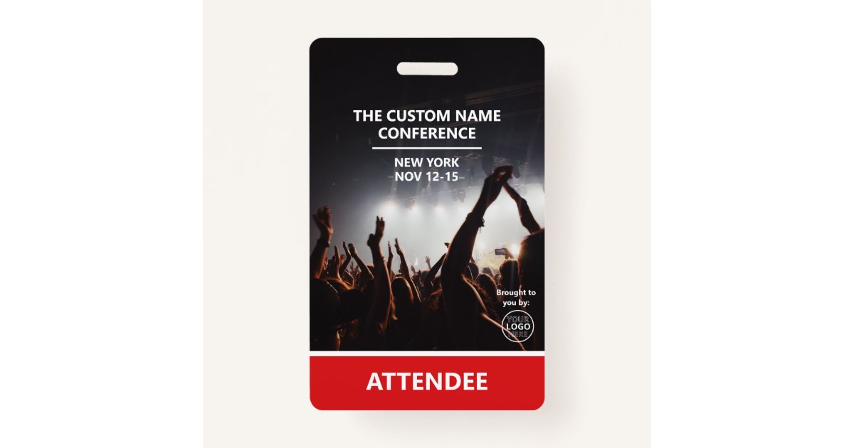 Red Access Pass Logo QR Code Attendee Conference Badge | Zazzle