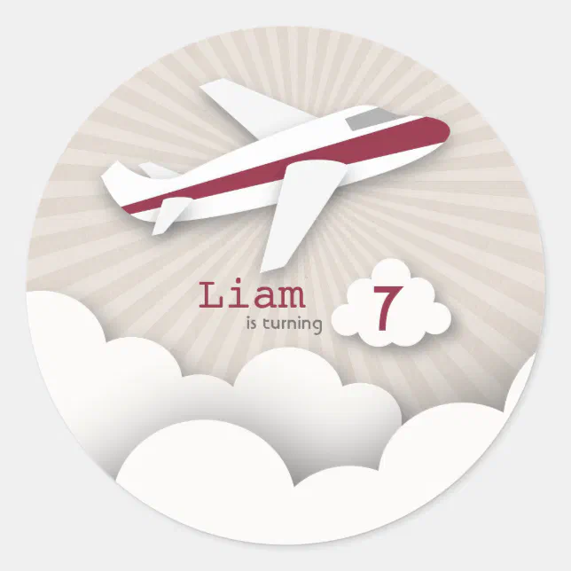 Red Airplane Birthday Party Sticker | Zazzle
