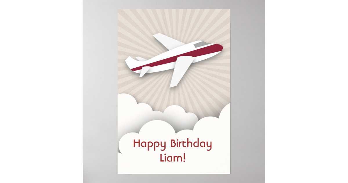 Red Airplane Birthday Poster | Zazzle