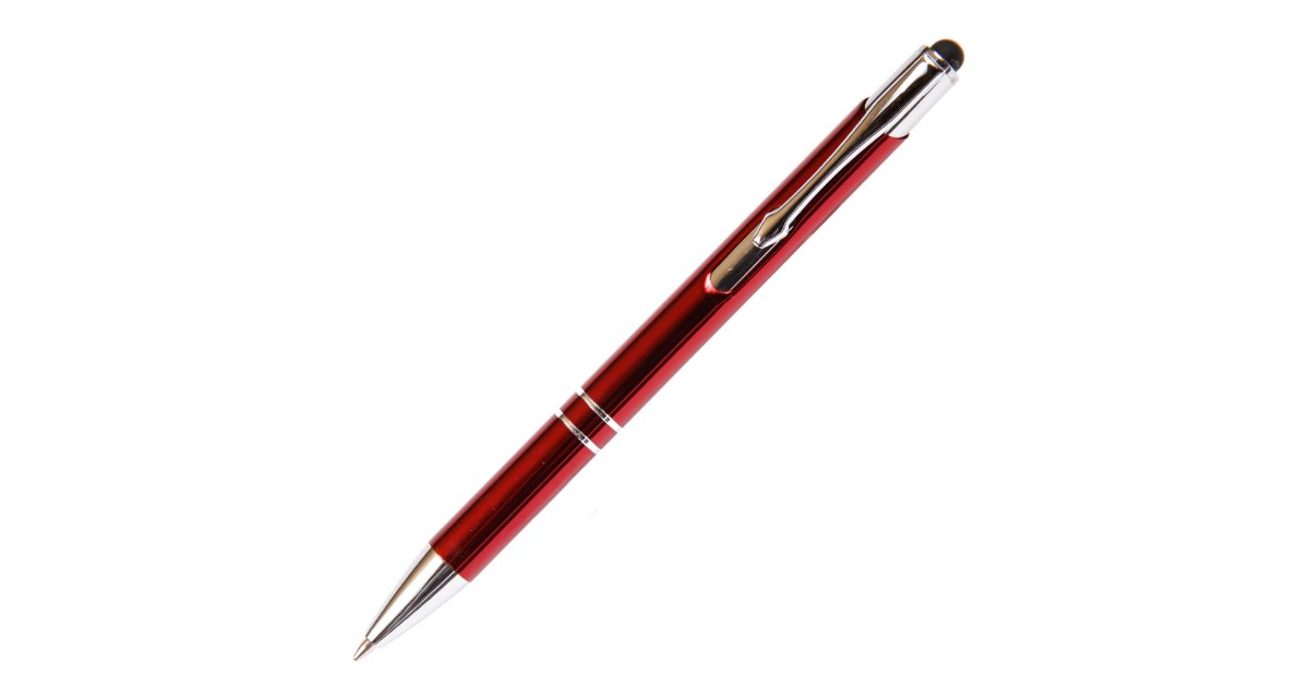 Red Aluminum Ball Point Pen w/Touch Screen Stylus | Zazzle