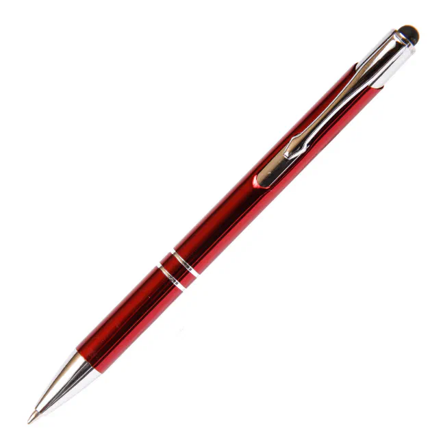 Red Aluminum Ball Point Pen w/Touch Screen Stylus | Zazzle
