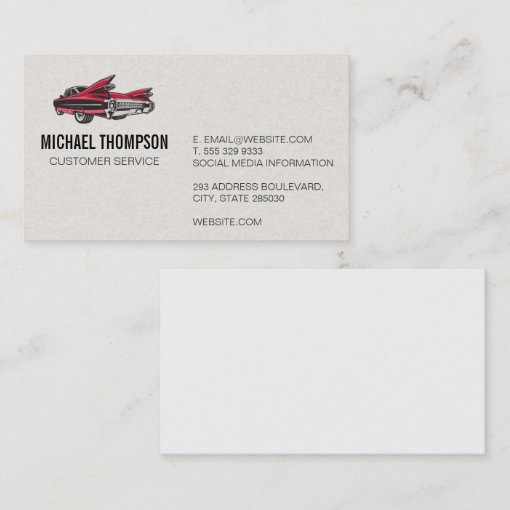 Red American Classic Car Business Card | Zazzle
