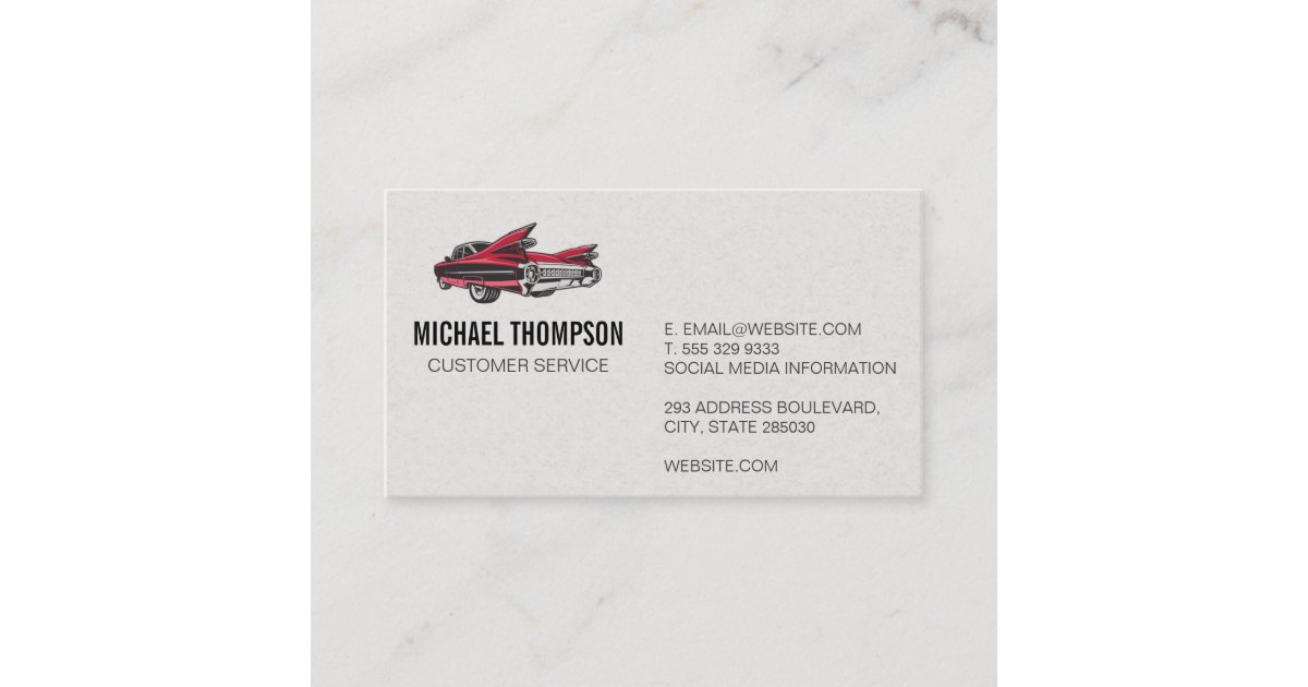 Red American Classic Car Business Card | Zazzle