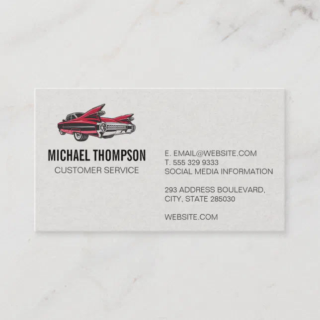 Red American Classic Car Business Card | Zazzle