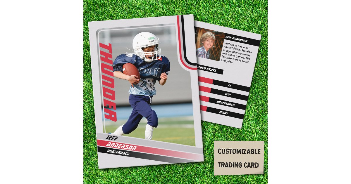Red American Football Trading Card For Kids | Zazzle