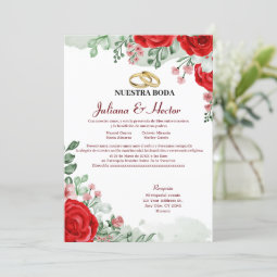 Red an green Floral Wedding Invitation | Zazzle