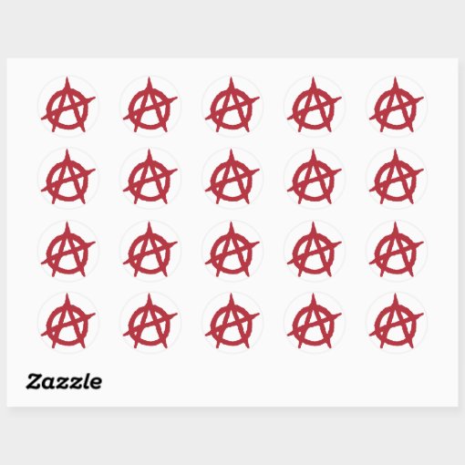 Red Anarchy Symbol Classic Round Sticker | Zazzle