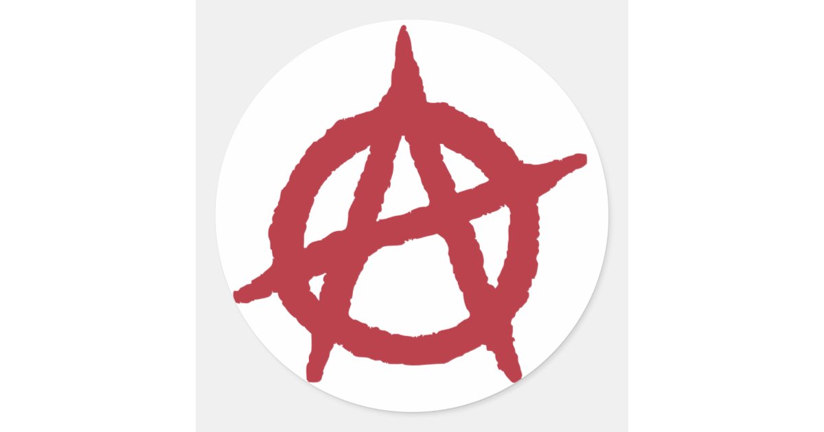 Red Anarchy Symbol Classic Round Sticker | Zazzle
