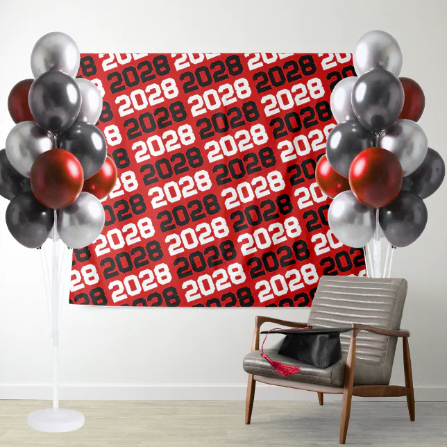 Red and Black ANY Class Year Graduation Backdrop | Zazzle