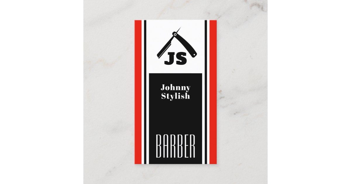 Red and black barber business card | Zazzle