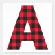 Red and Black Buffalo Check Bold Letter A Monogram Square Sticker | Zazzle
